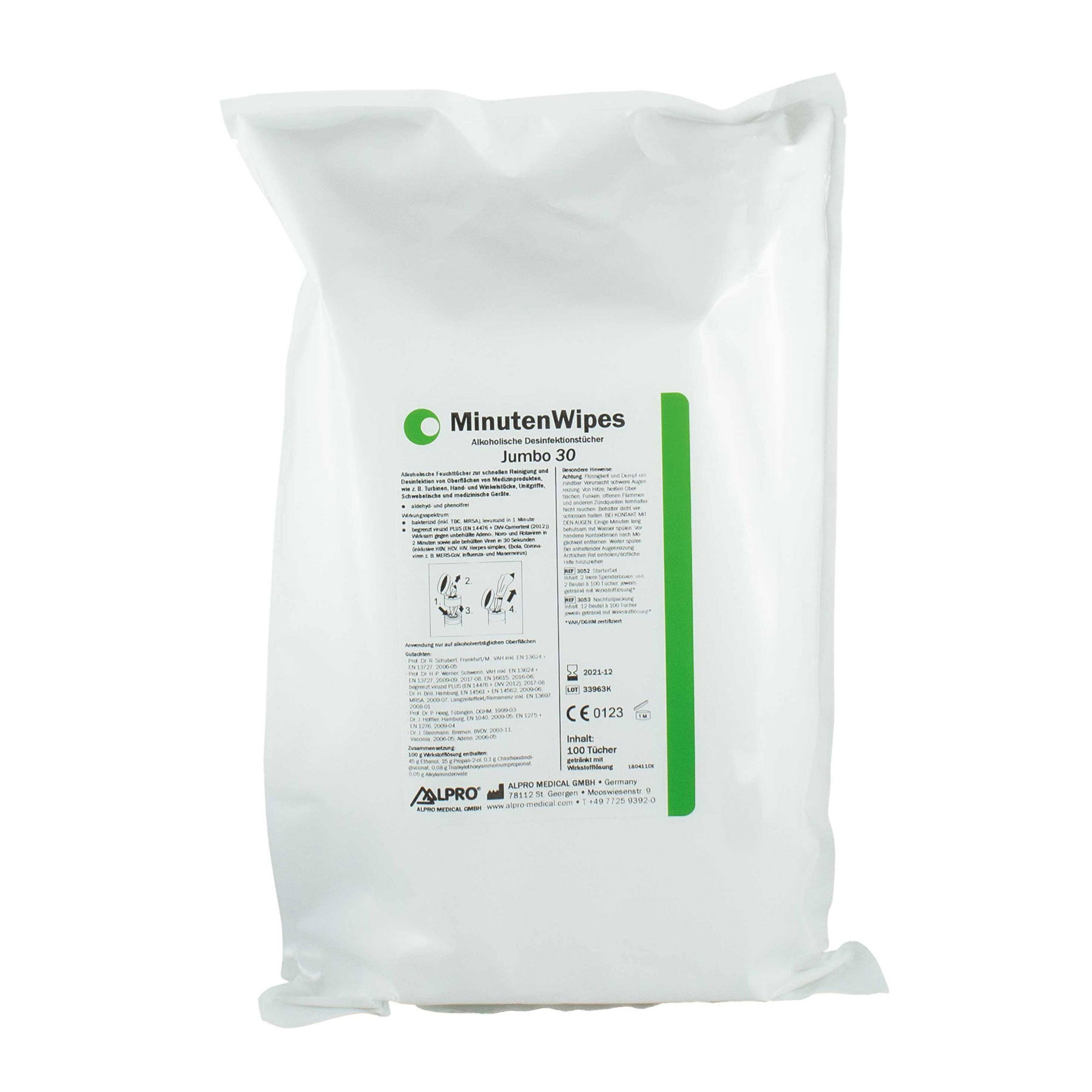 CAW796 : MinutenWipes Jumbo 30 Refills (Pack 12)