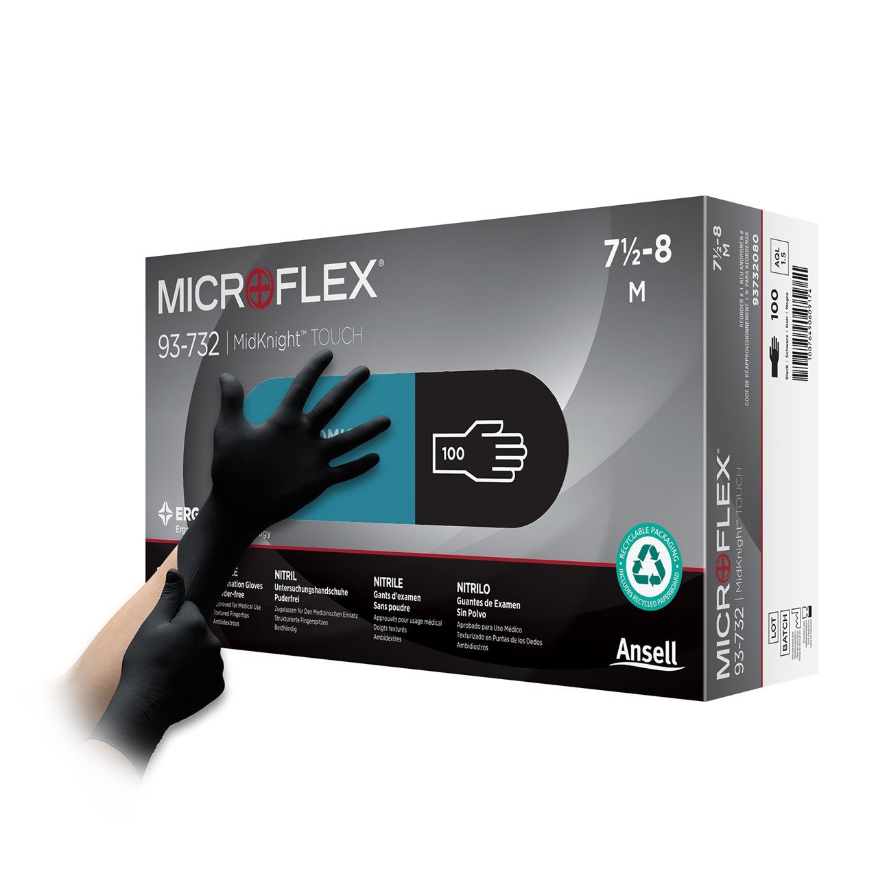 CGM410 : Microflex MidKnight Touch Nitrile Examination Gloves 93732 ...