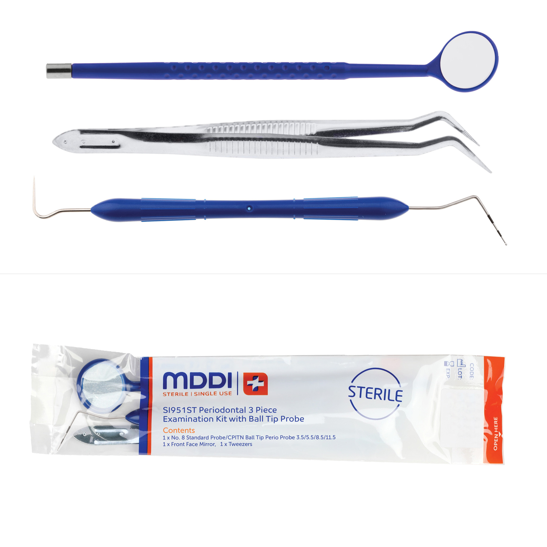 DPR271 : Periodontal 3piece Examination Kit with Ball Tip Probe