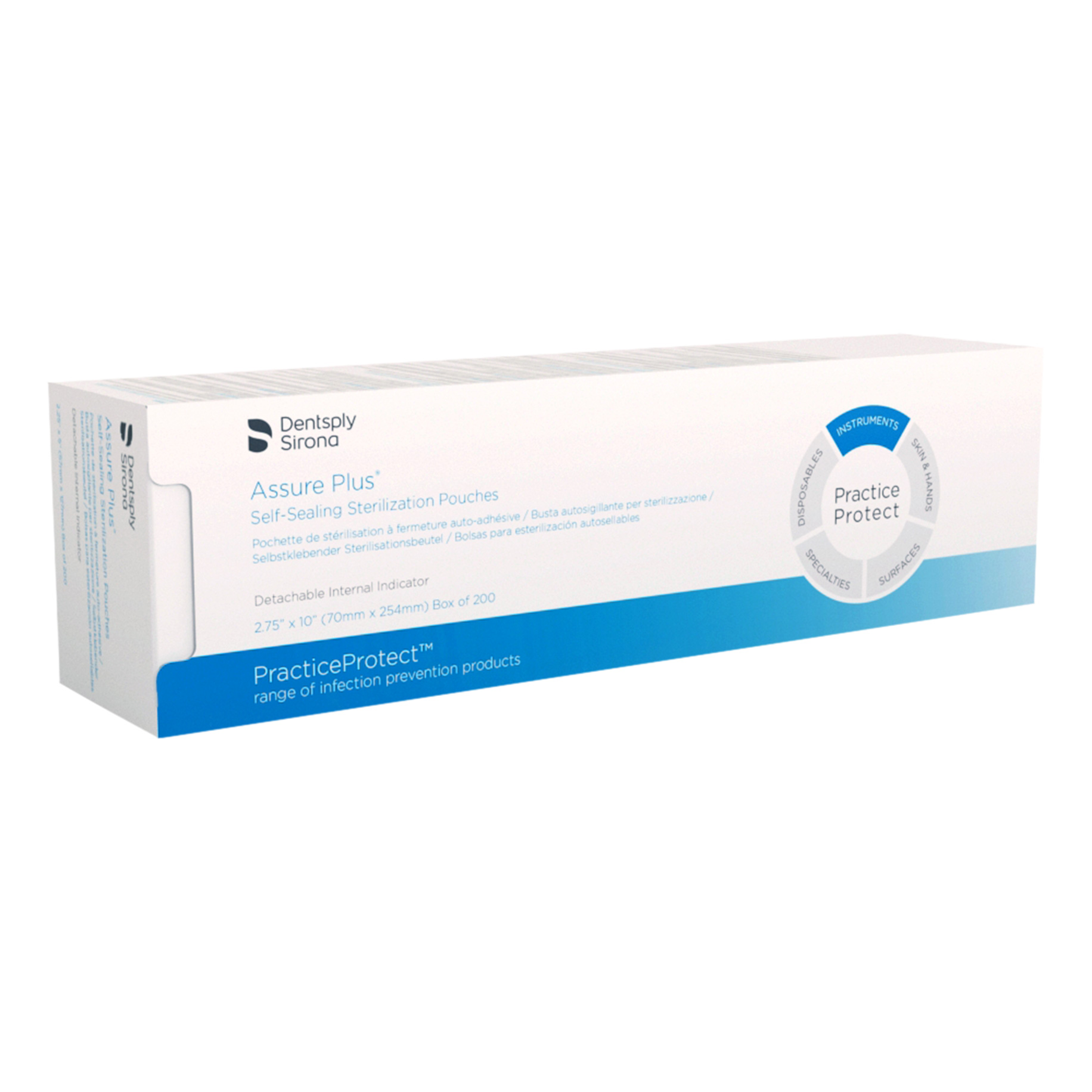 GBS050 : Assure Plus Sterilisation Pouches 70 x 254mm (2.75 x 10)