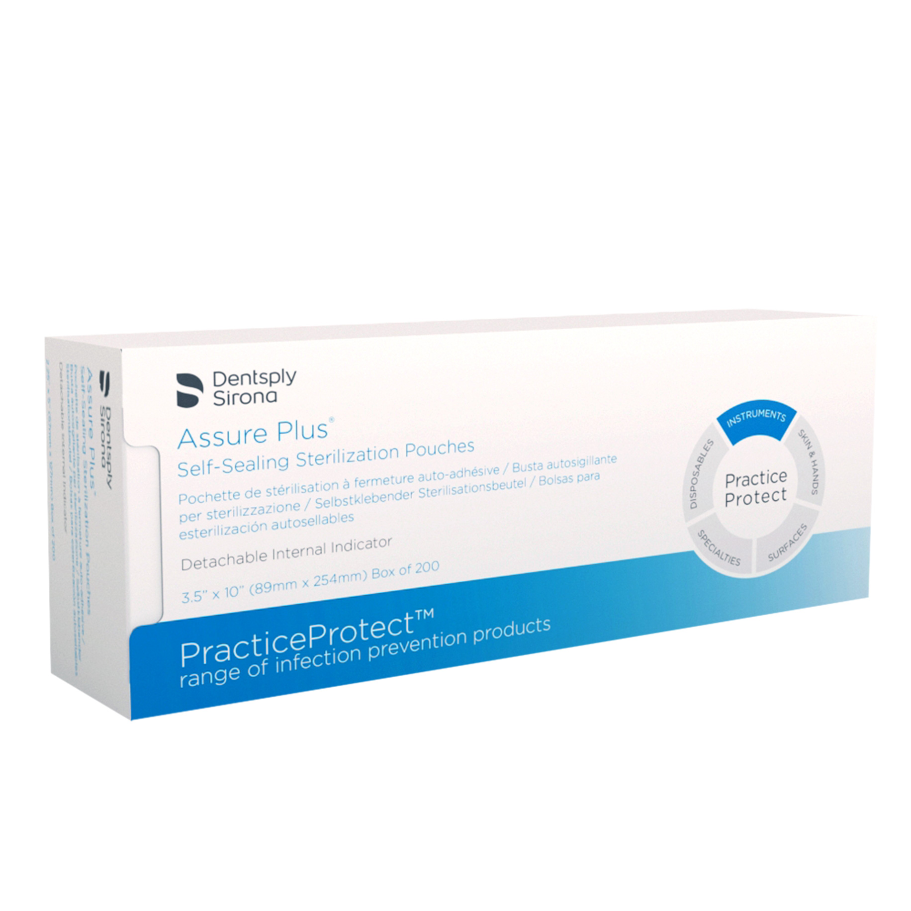 GBS100 : Assure Plus Sterilisation Pouches 89 x 254mm (3.5 x 10)