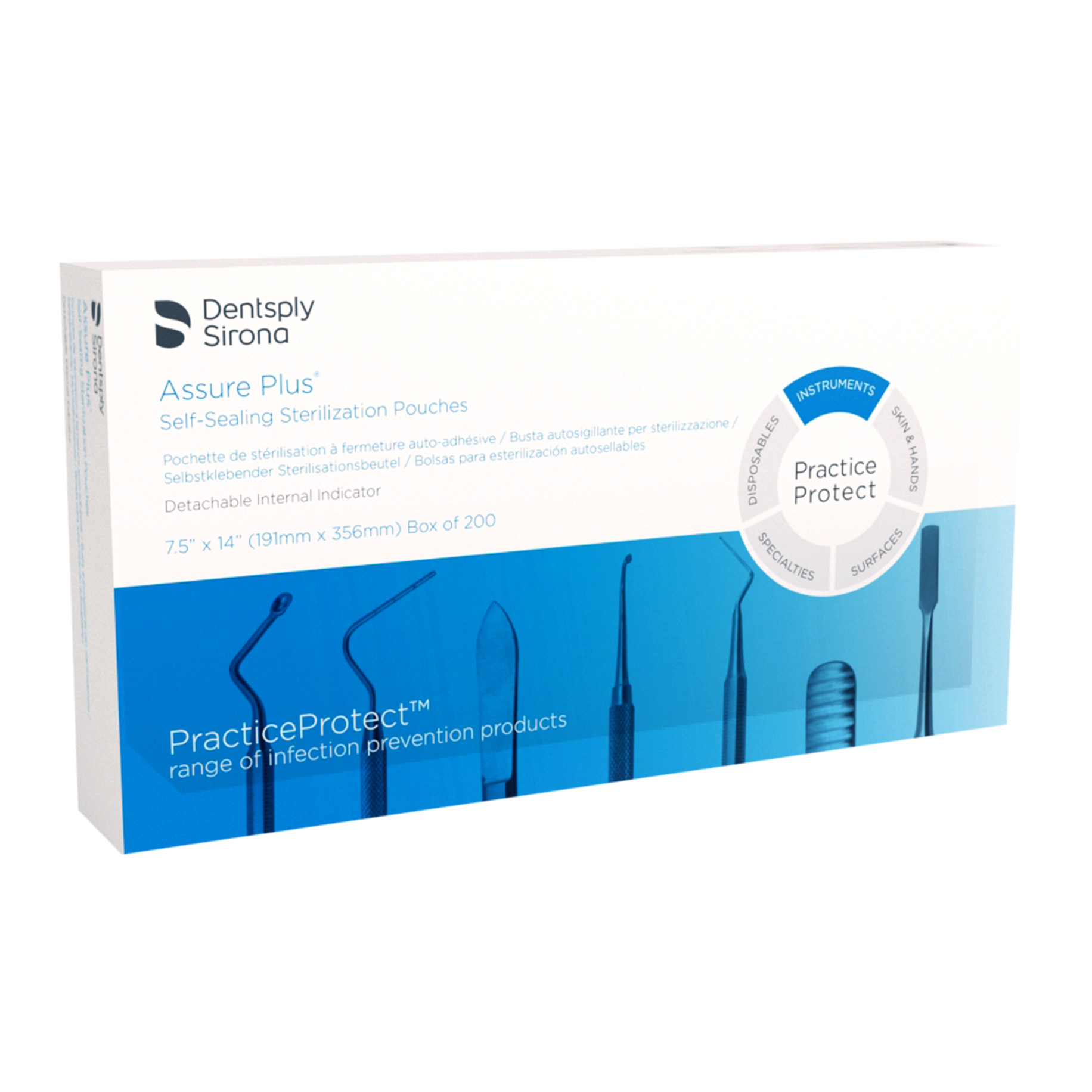 GBS120 : Assure Plus Sterilisation Pouches 191 x 356mm (7.5 x 14)