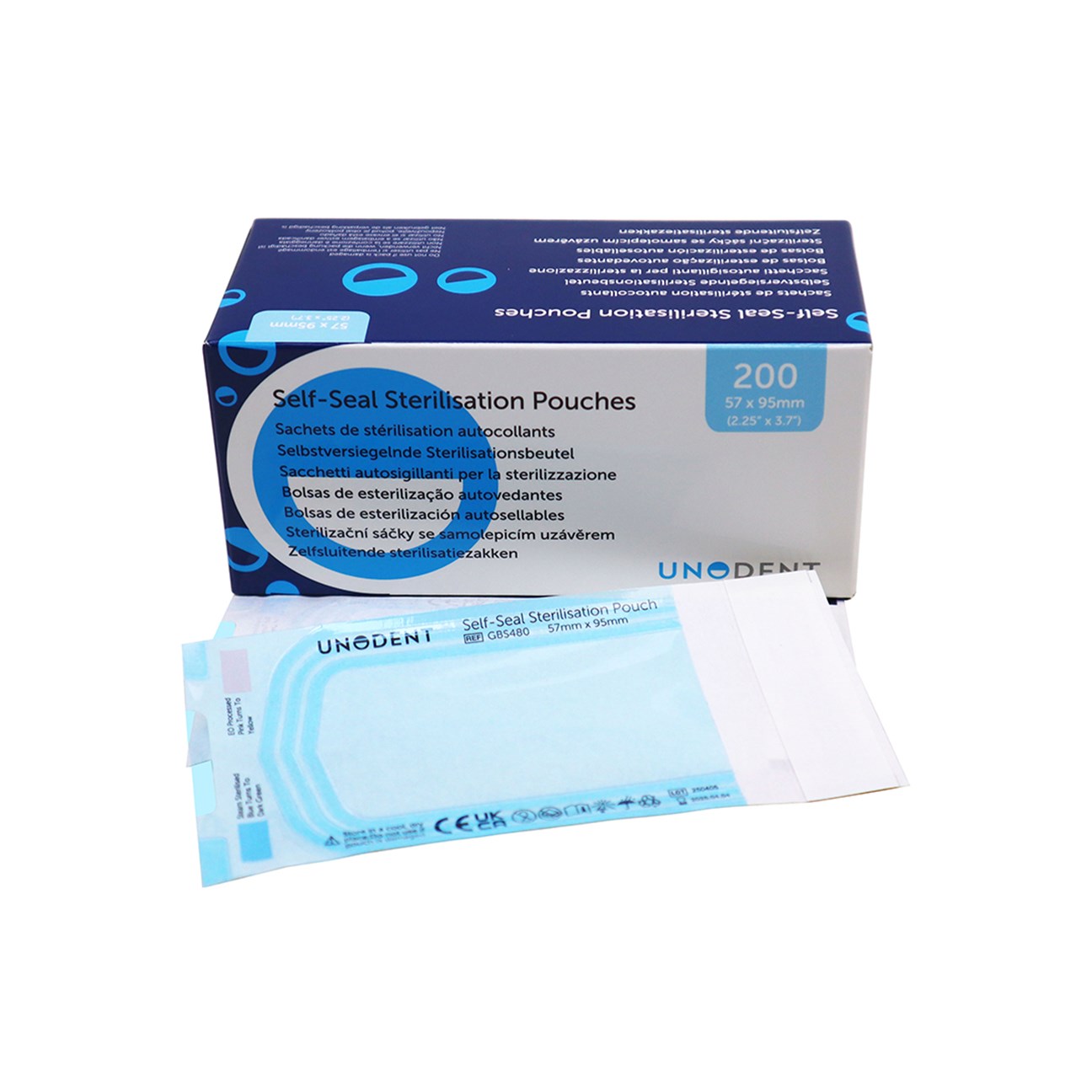 GBS480 : UnoDent Sterilisation Pouches 57 x 95mm