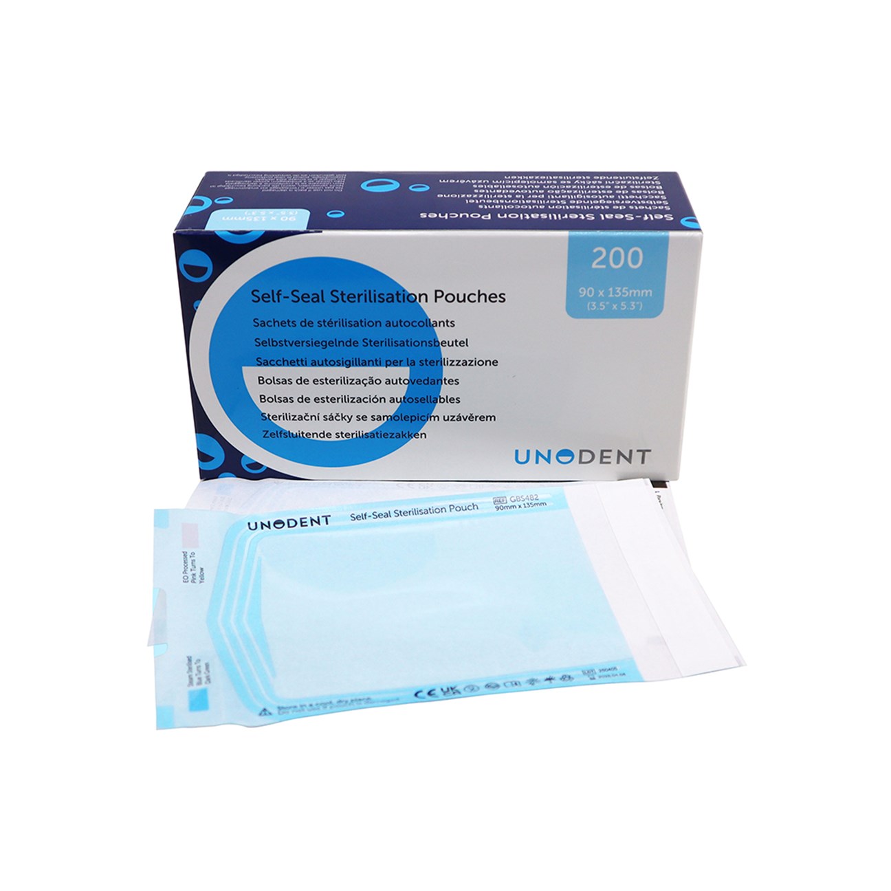 GBS482 : UnoDent Sterilisation Pouches 90 x 135mm