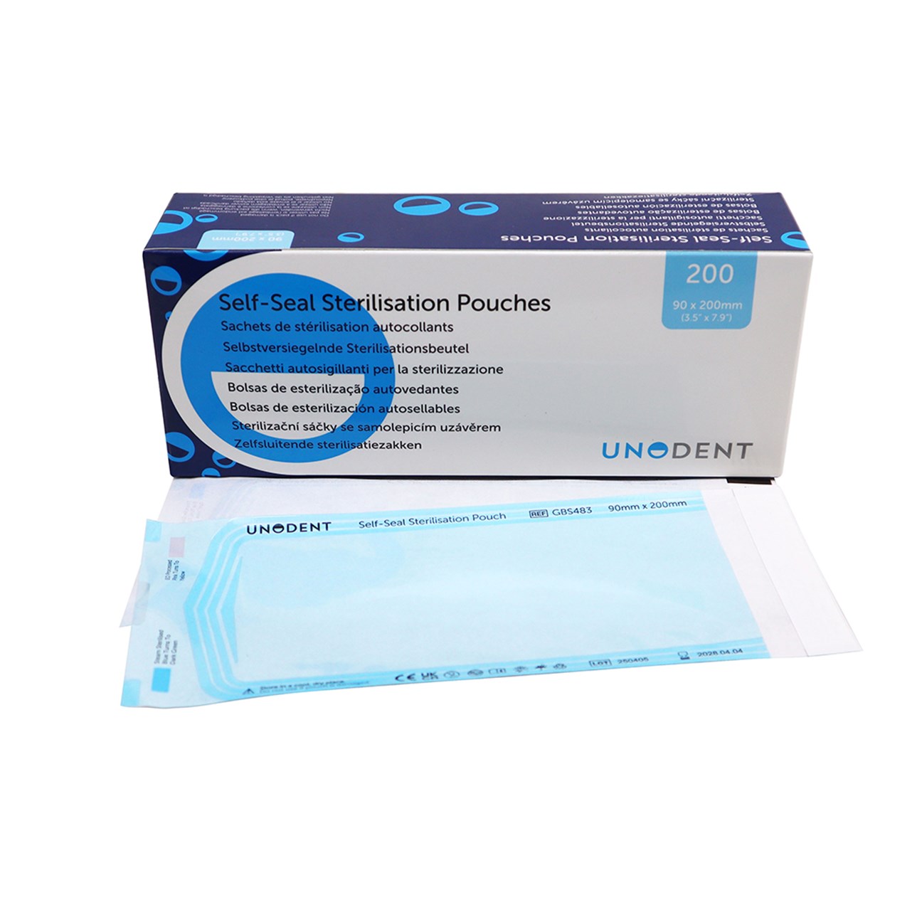 GBS483 : UnoDent Sterilisation Pouches 90 x 200mm