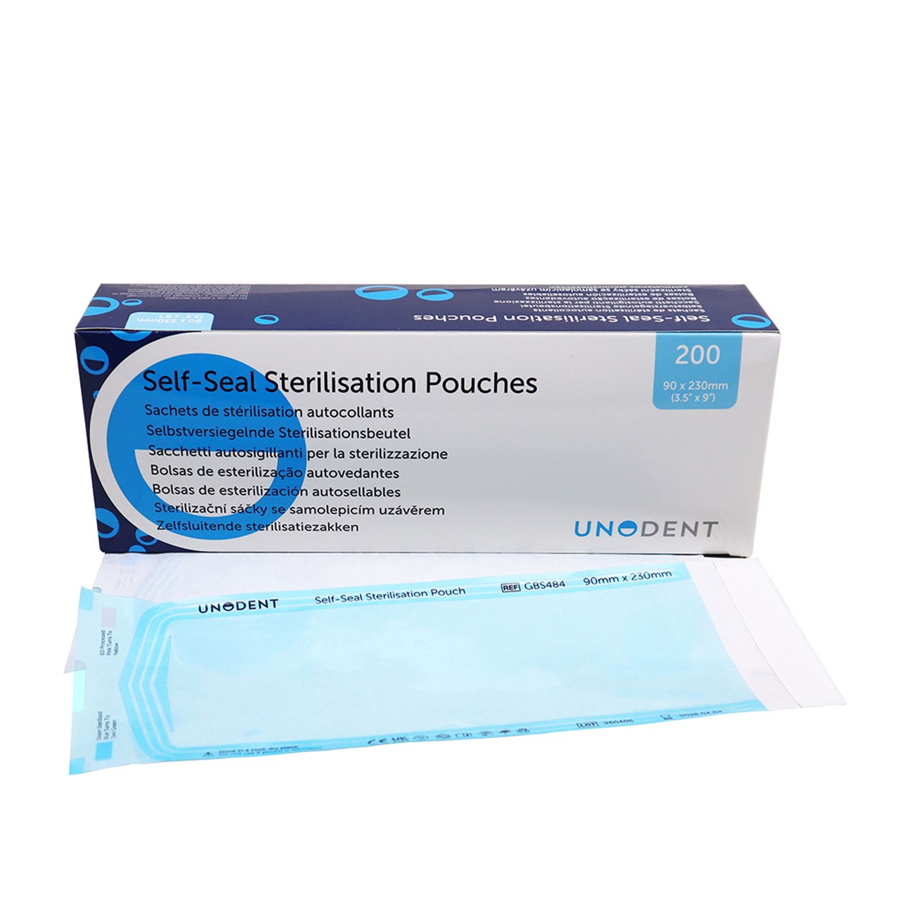 GBS484 : UnoDent Sterilisation Pouches 90 x 230mm