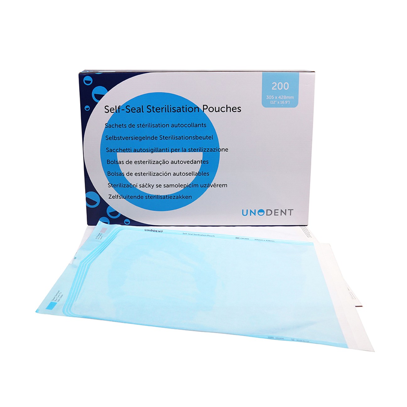 GBS488 : UnoDent Sterilisation Pouches 305 x 428mm