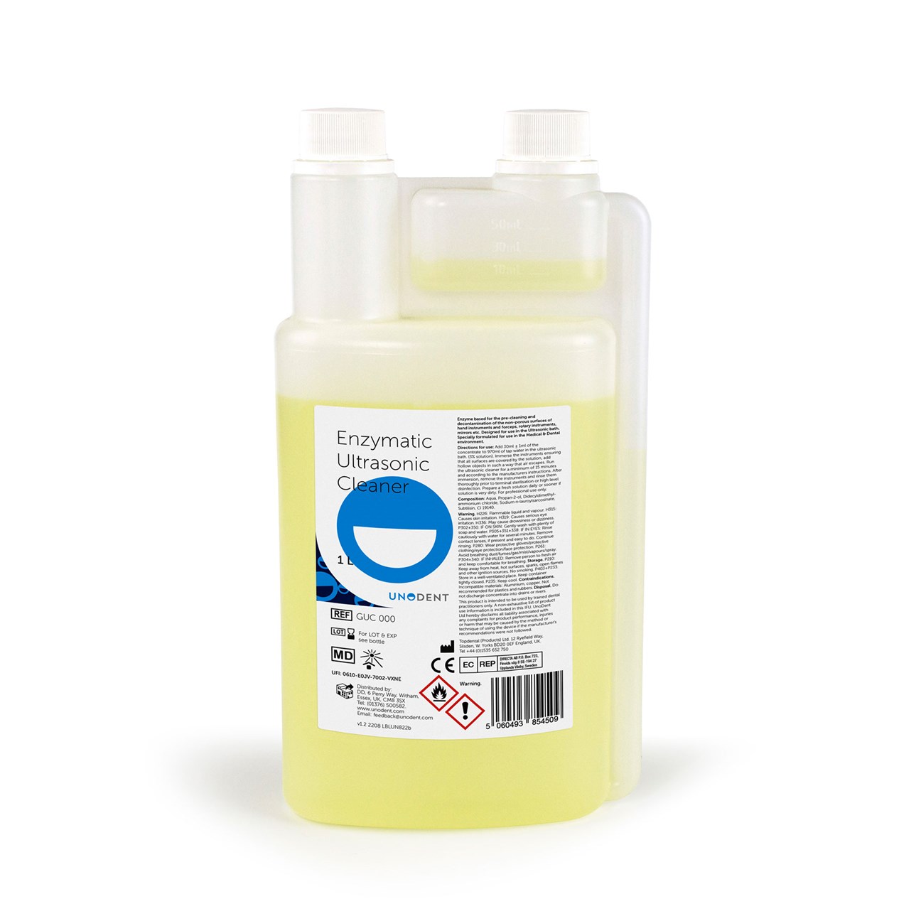 GUC000 : UnoDent Enzymatic Ultrasonic Twin Neck Concentrate Bottle