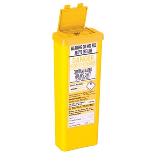 HQU151 : Yellow Sharps Bin 0.5L