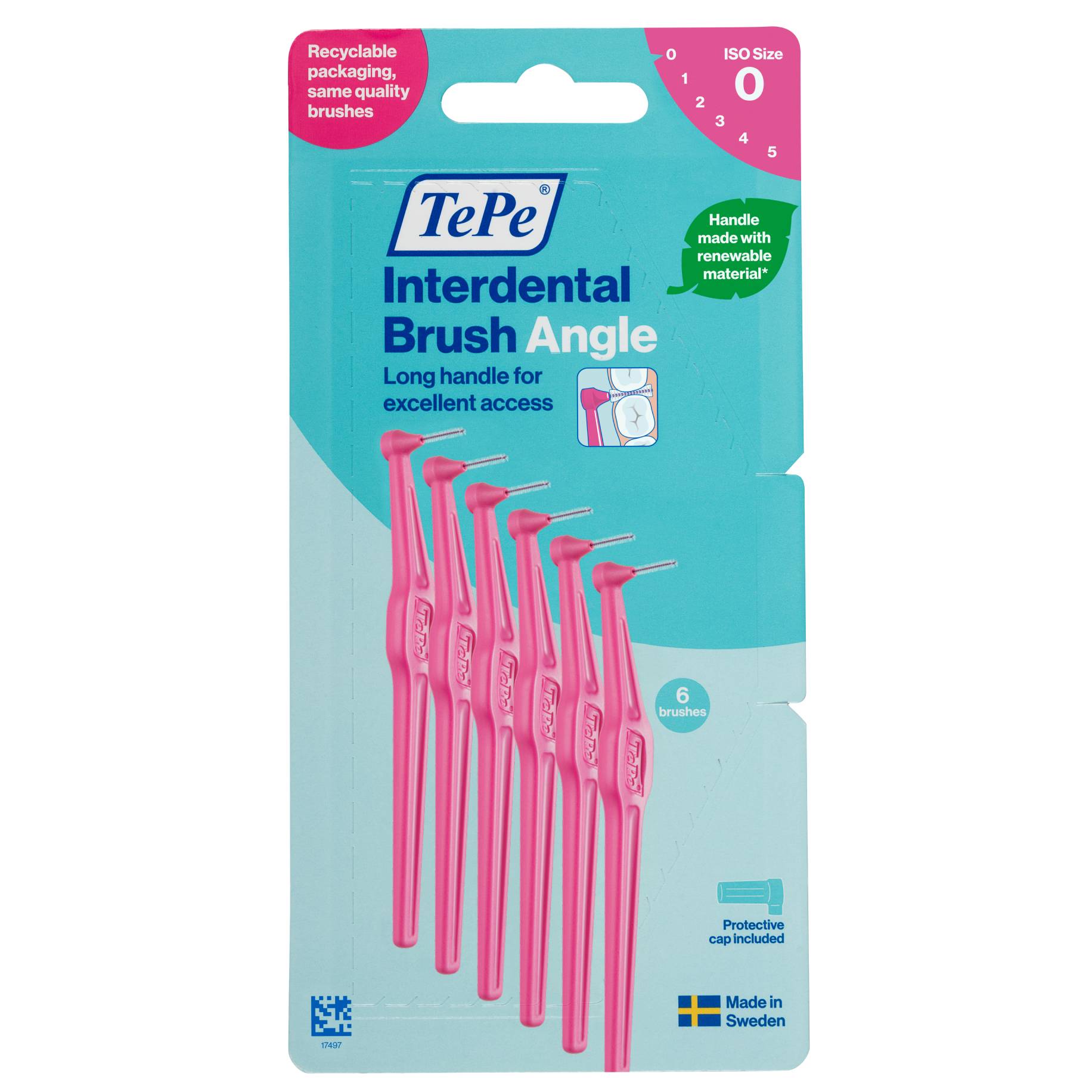 PAT410 : TePe Angle Interdental Brush XXXXFine Pink 0.4mm