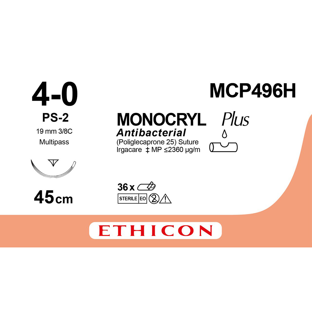 SEM143 : MONOCRYL Plus Suture MCP496H Gauge 40 Length 45cm