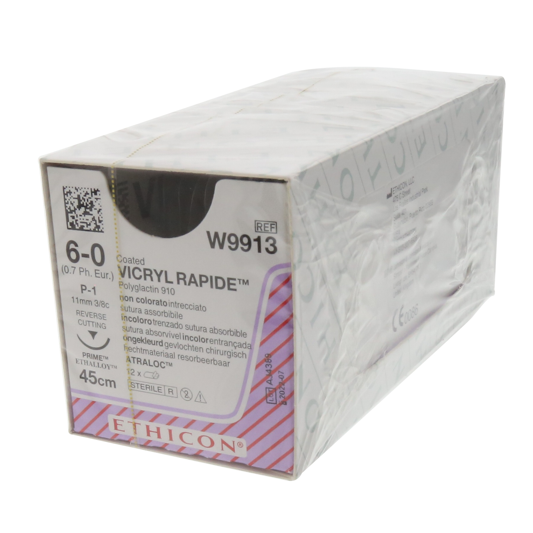 SEM805 : Vicryl Rapide Suture Coated Undyed W9913. Length 45cm Gauge 60